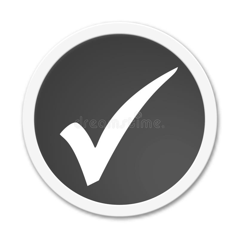 Round Grey Button with Tick Stock Illustration - Illustration of agree ...