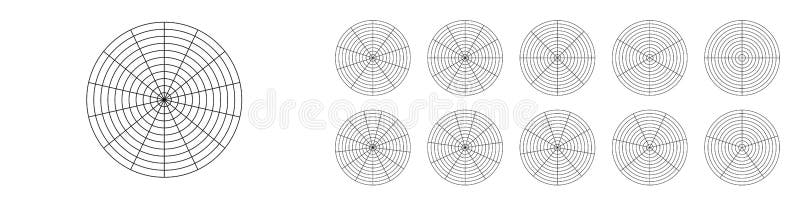 Round Grid Diagram with Radius Lines Stock Vector - Illustration of ...