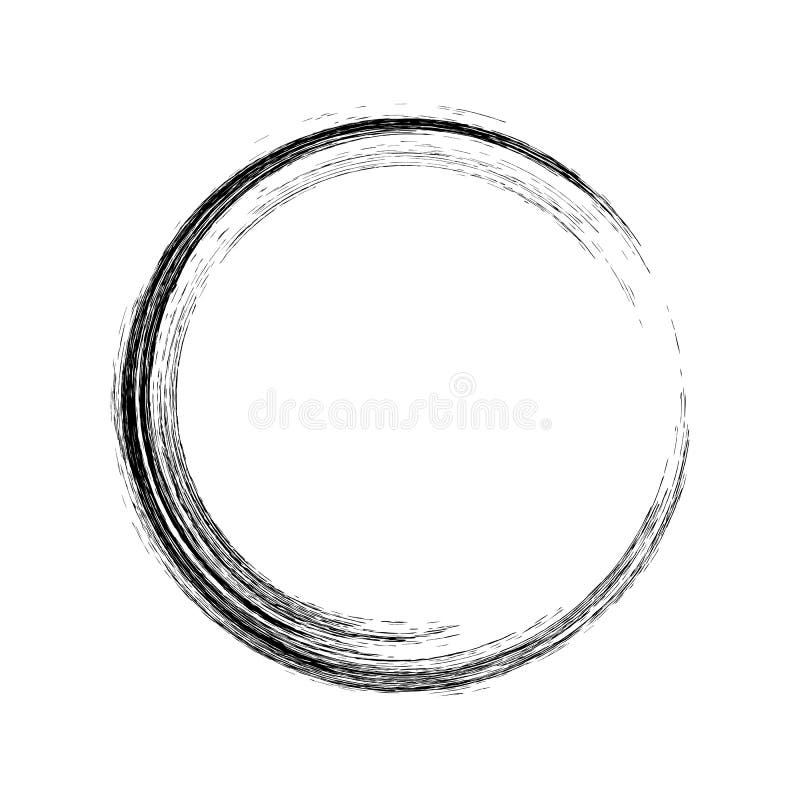 Round Grudge Frame Isolated on White. Brush Stroke Circle Stock ...