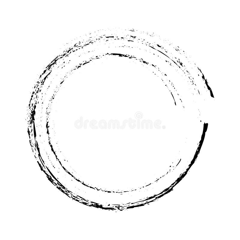 Round Grunge Shape Texture, Rough Circle Stamp, Black Paint Ring Frame ...