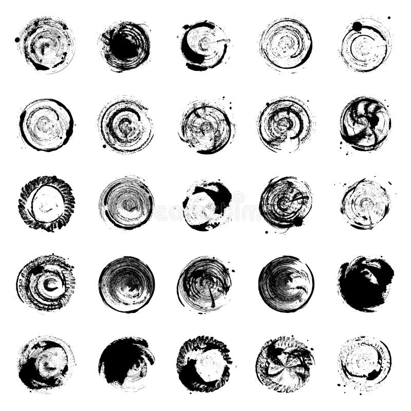 Round Grunge Shape Texture, Rough Circle Stamp, Black Paint Ring Frame ...