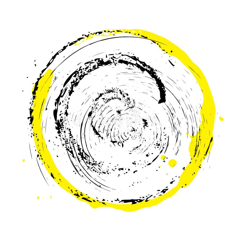 Round Grunge Shape Texture, Rough Circle Stamp, Black Paint Ring Frame ...