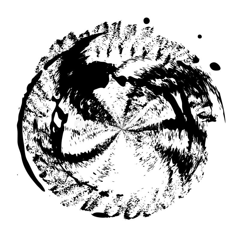 Round Grunge Shape Texture, Rough Circle Stamp, Black Paint Ring Frame ...