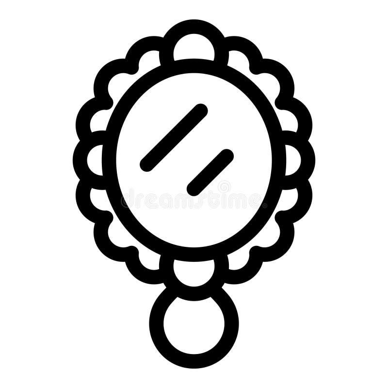 Round Hand Mirror with Handle Reflecting Light Icon Stock Vector ...