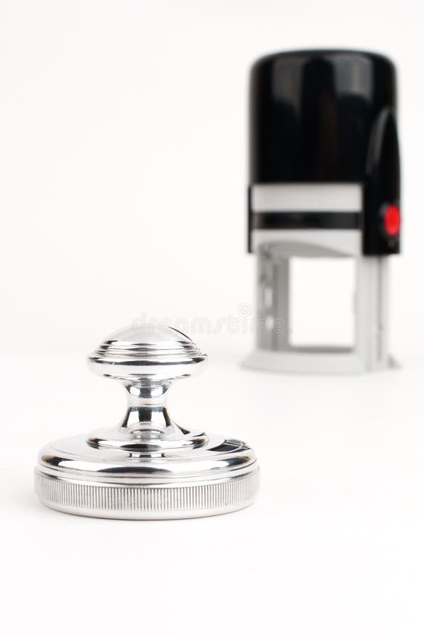 Round Hand Stamp and Automatic Stamp Stock Photo - Image of white ...