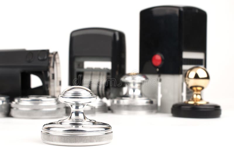 Round Hand Stamp and Automatic Stamps Stock Image - Image of bronze ...