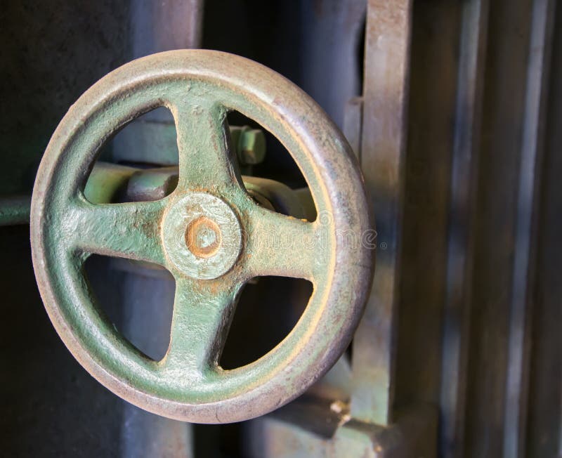 Round Handle Lathe Industrial Lathe Stock Image - Image of rusty ...
