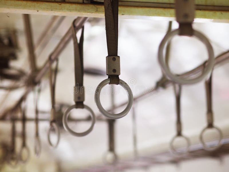 Round Handles for Standing Passenger Inside Old Economy Class Train ...