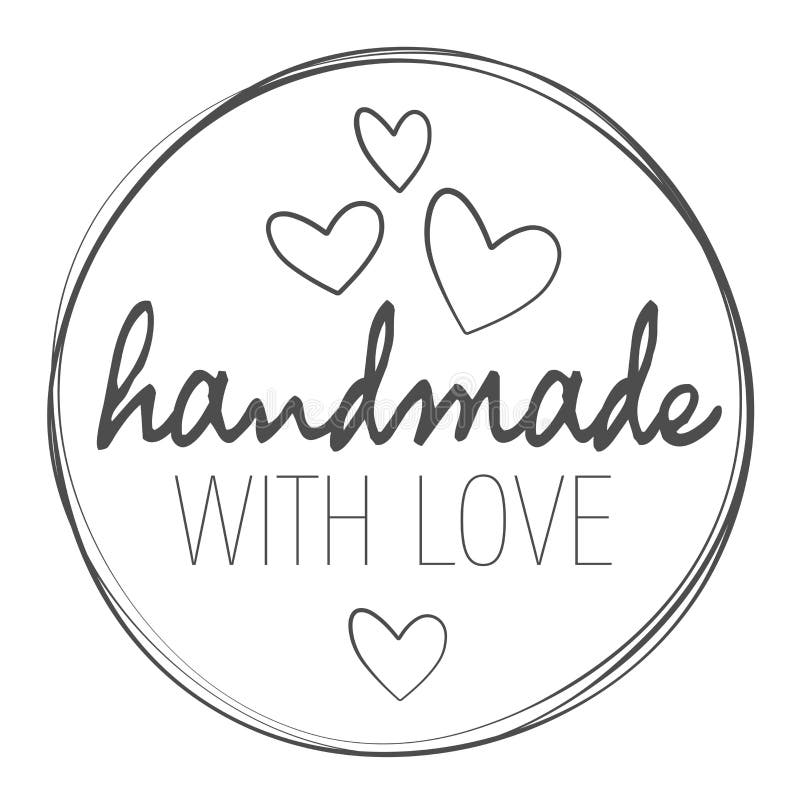 Round HANDMADE with LOVE Sticker Stock Vector - Illustration of object ...