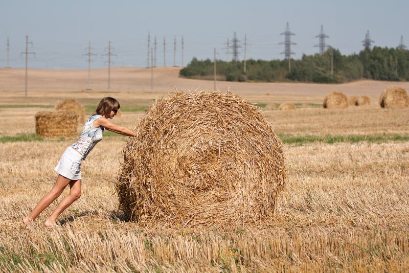 Round haystack is moving stock photo. Image of autumn - 24420326