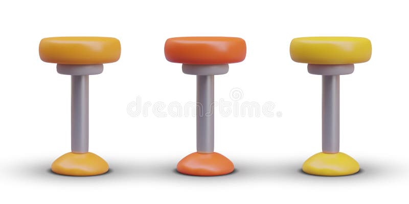 Round High Backless Chairs, Front View. Set of Options in Different ...