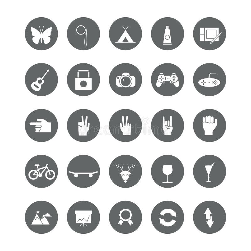 Round Hipster Icons with Objects and Characters. Stock Vector ...