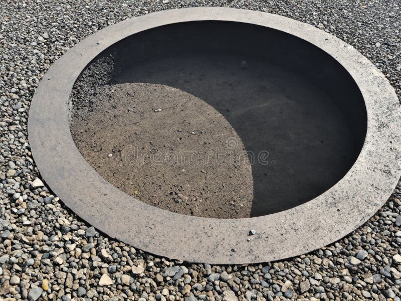 Round Hole with Concrete Pavement Stock Image - Image of asphalt ...