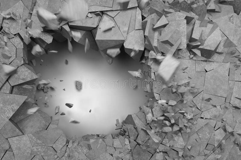 Round Hole in Concrete Wall on Left Side of Frame. Concrete Background ...