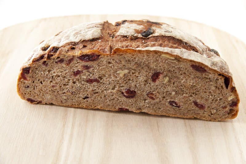 Round Homemade Whole Grain Bread with Cranberry and Walnut on a Stock ...