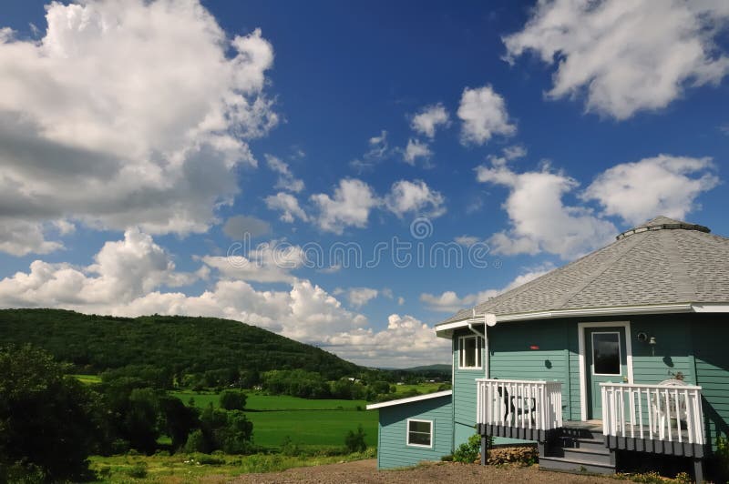 Round House with River Valley View Stock Photo - Image of driveway ...
