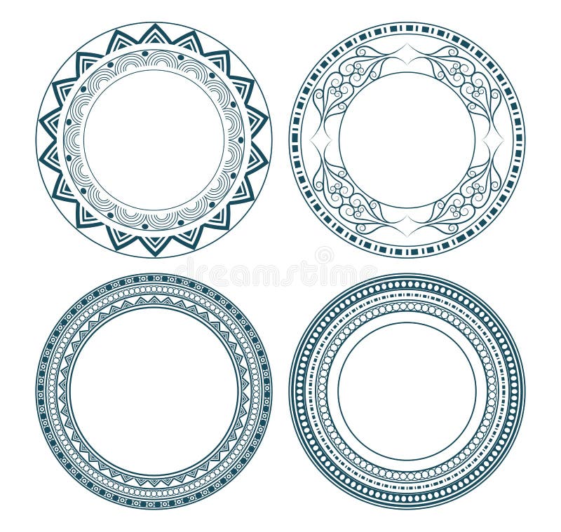 Round Icon Decorative Emblems Cartoon Stock Vector - Illustration of ...