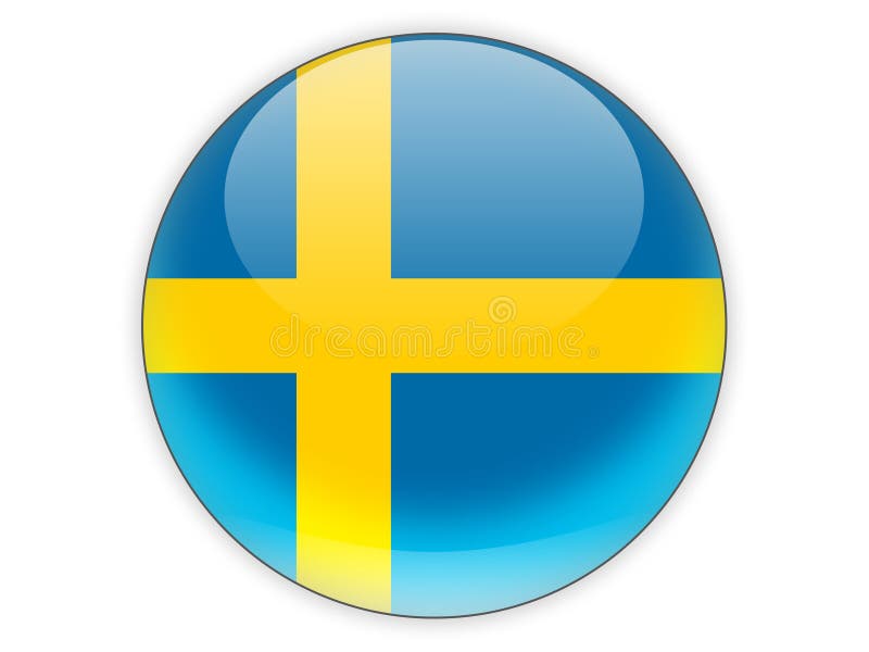 Round icon flag of Sweden. stock illustration. Illustration of travel ...