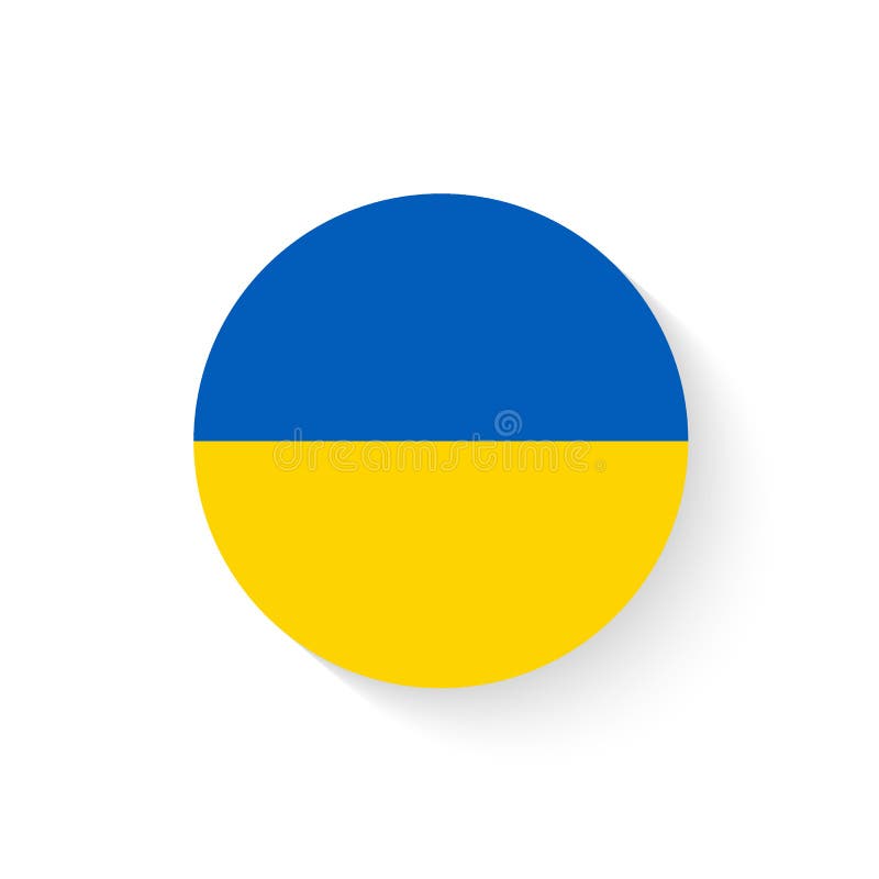 Round Icon with National Flag of Ukraine Isolated on White Background ...