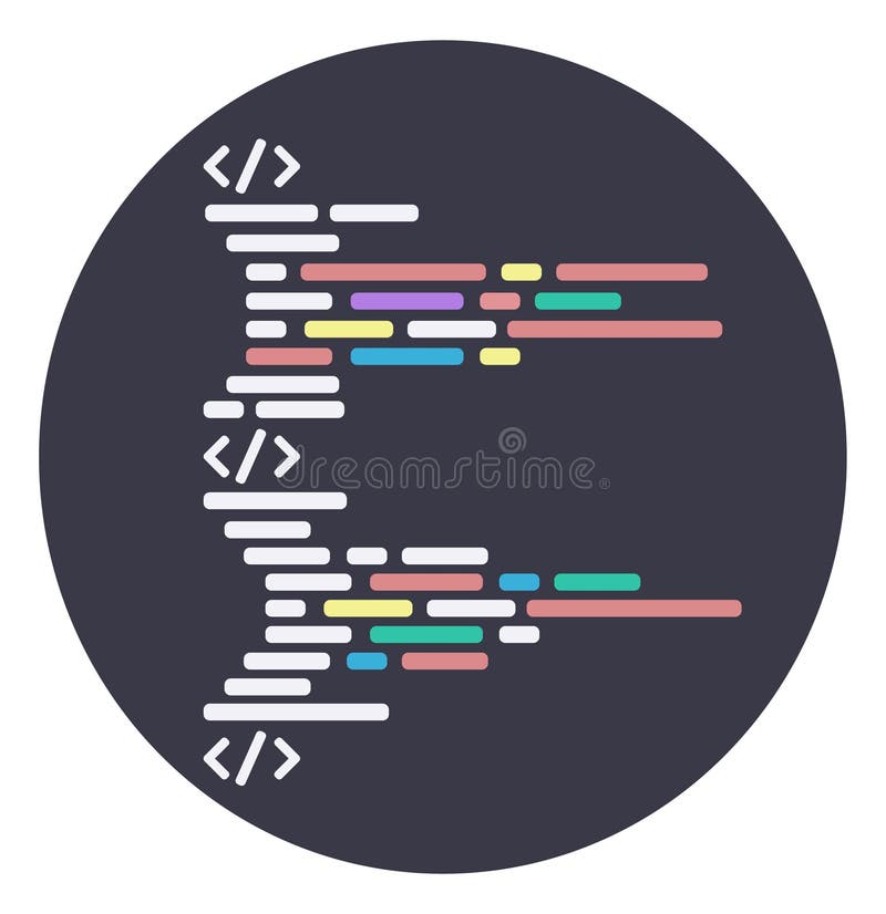 Round Icon of the Program Code. Structure of HTML Code, Script Stock ...