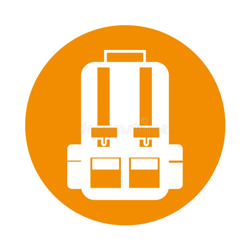 Round Icon Travel Backpack Cartoon Stock Vector - Illustration of ...