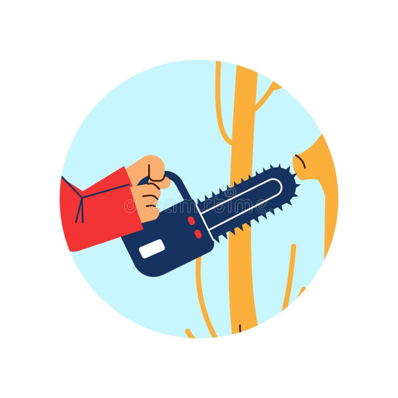 Round Icon about Tree Trimming Flat Style, Vector Illustration Stock ...