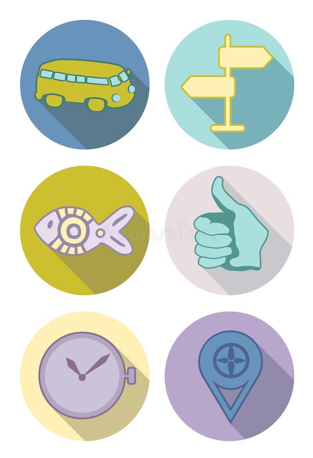 Round Icons in Pastel Colors Stock Vector - Illustration of fish ...