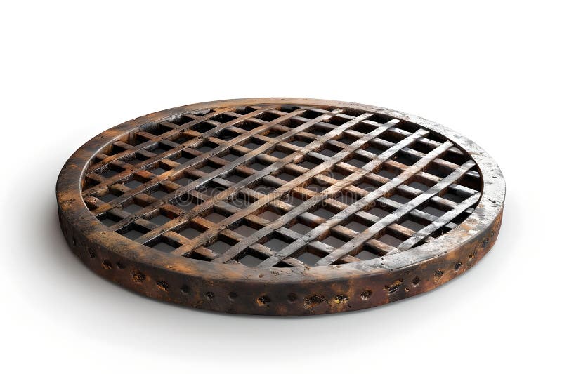 Rustic Round Iron Grate on a White Background. Metal Lattice with ...