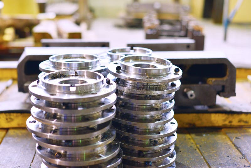 Round Iron Parts after Turning and Milling Processing are Located in ...