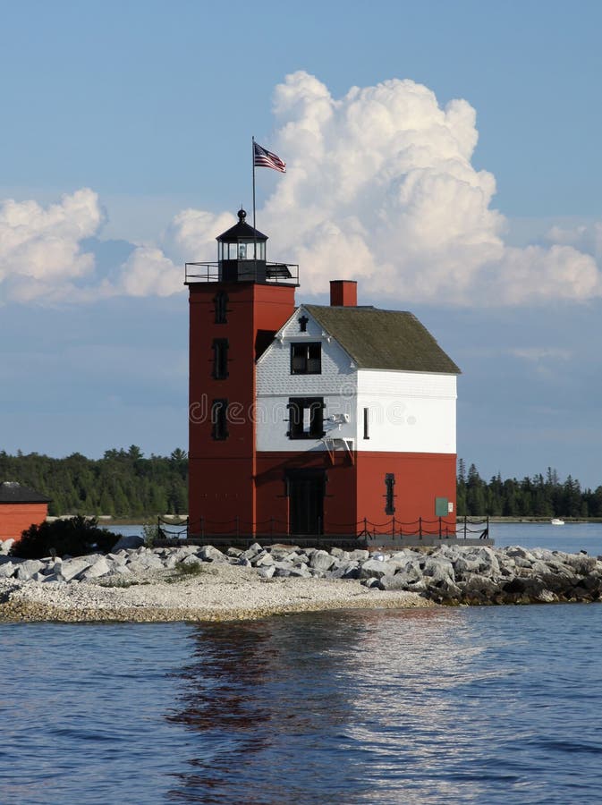 Round Island Light stock photo. Image of building, history - 15329226