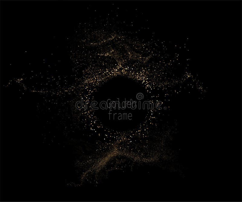 Round Isolated Frame with Golden Tinsel Mist, Design Element Stock ...