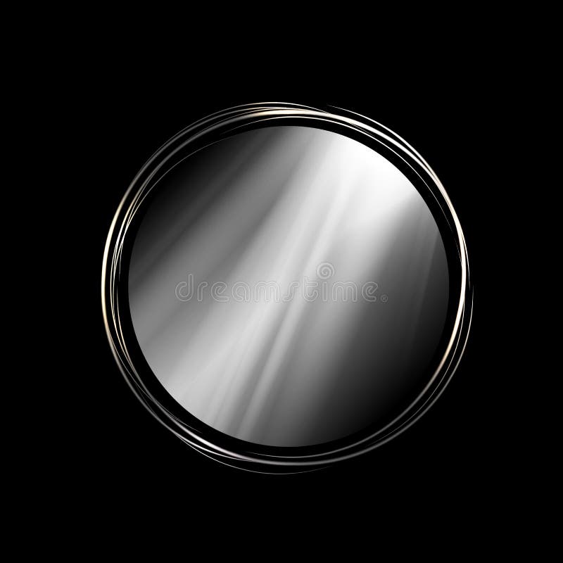 Round Isolated Frame in Metallic Shade on a Black Background Stock ...