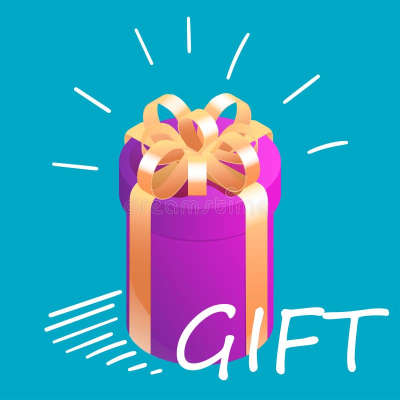 Round Isometric Gift Box with Graphic Motion Elements. Surprise Present ...
