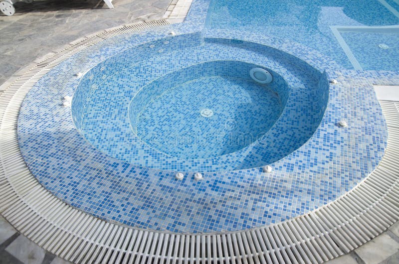 Round Jacuzzi in the Outdoor Pool Stock Image - Image of decorative ...