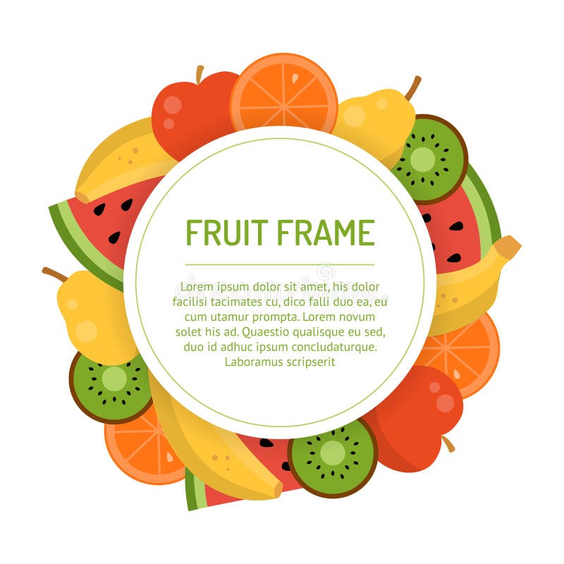 Round juicy fruit frame stock illustration. Illustration of fresh ...