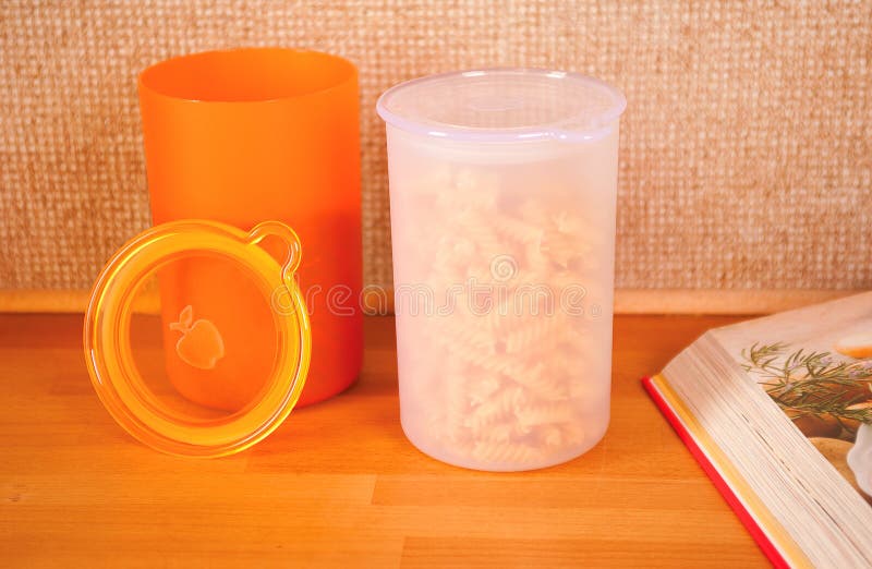 Round kitchen containers stock image. Image of orange - 37829379