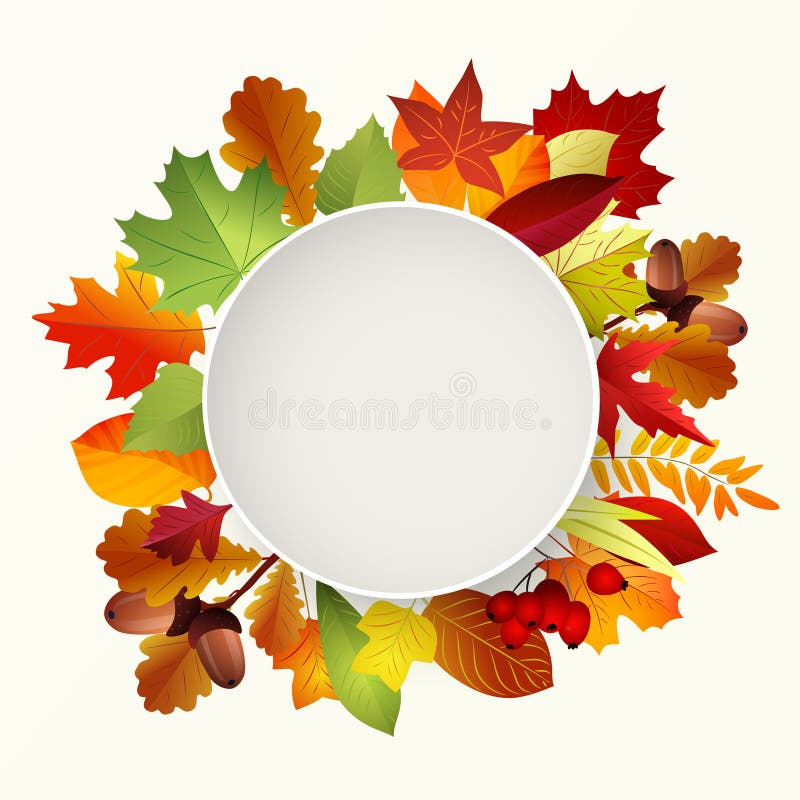 Round Label with Autumn Leaves. Place for Text Stock Vector ...