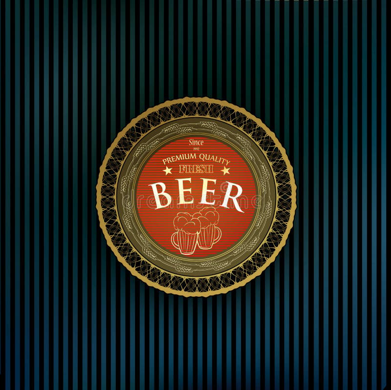 Round label of beer stock vector. Illustration of ornate - 94146972