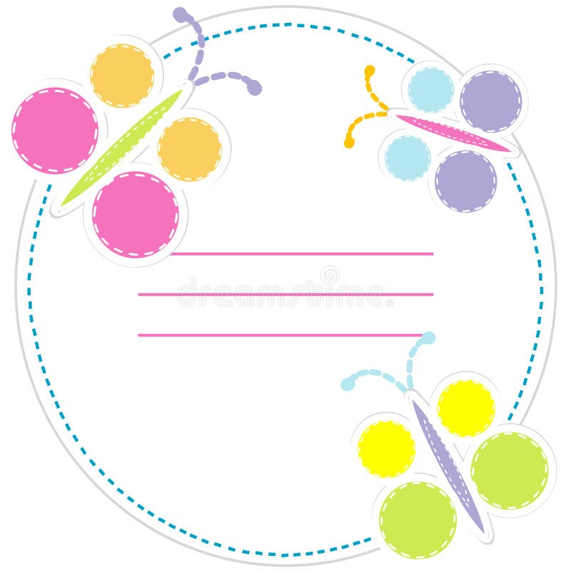 Round Label for Kids with Butterflies Stock Vector - Illustration of ...