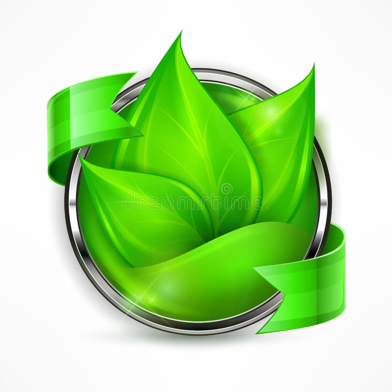 Round label & leaves stock vector. Illustration of chrome - 67472070