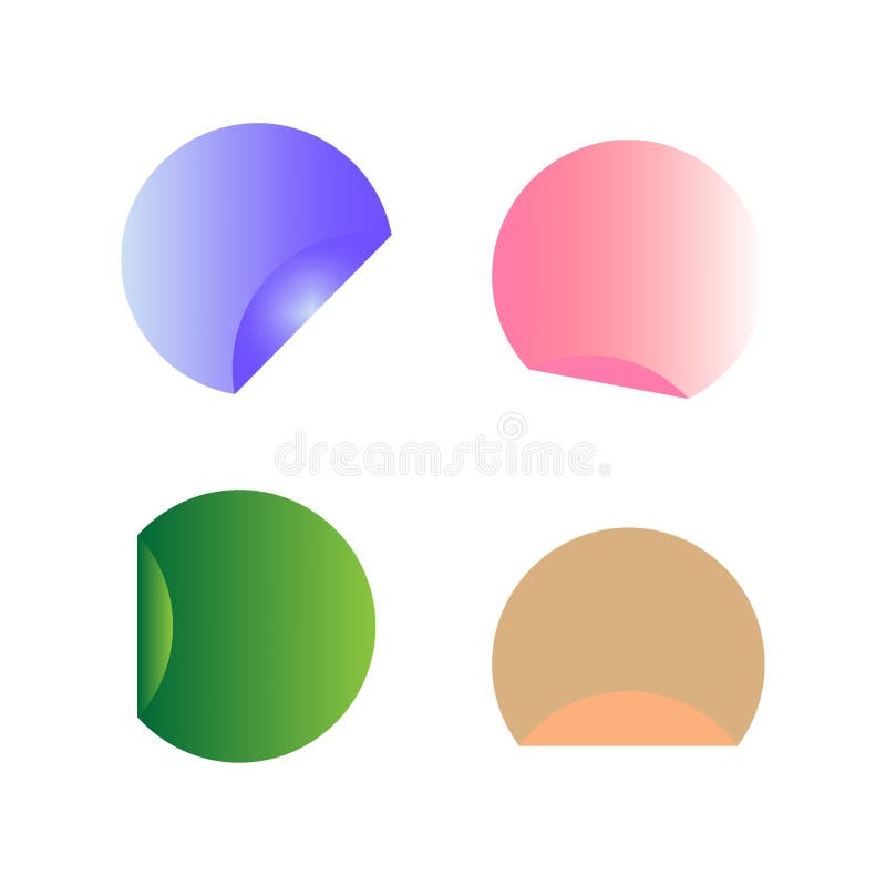 Round Label Stickers. Round Sticker Labels with a Curved Corner. Vector ...