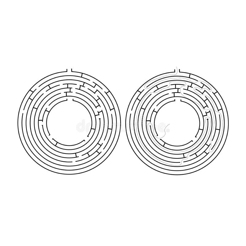 Round Labyrinth with an Answer. Vector Illustration. Educational Game ...