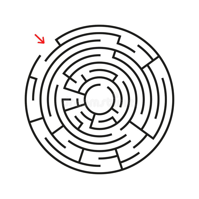 Round Labyrinth. with the Entrance and Exit. an Interesting Game for ...