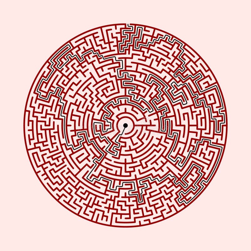 Round Labyrinth with Solution. Vector Illustration Stock Vector ...
