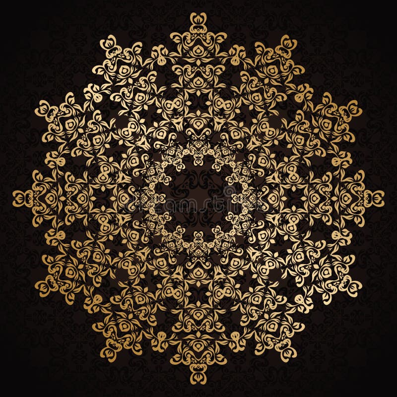 Round lace pattern in gold stock vector. Illustration of floral - 29532526