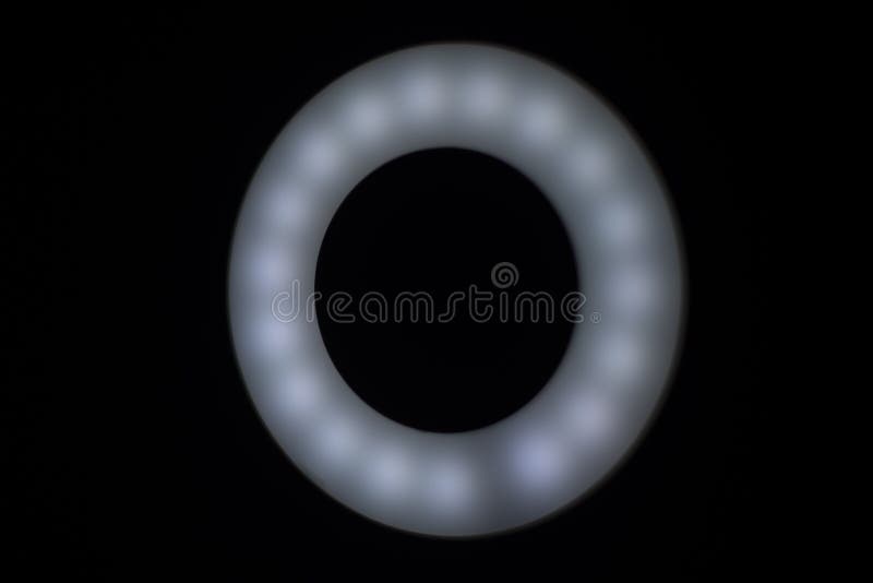 Round Lamp in Dark. LED Light at Night Stock Image - Image of azul ...