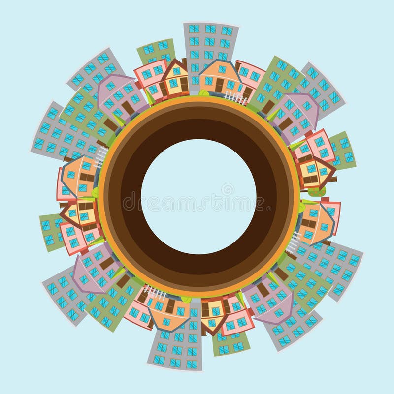 Round Landscape City Background. Vector Stock Vector - Illustration of ...