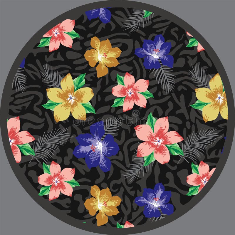 Round Large Floral Pattern Vector Carpet Design Stock Vector ...