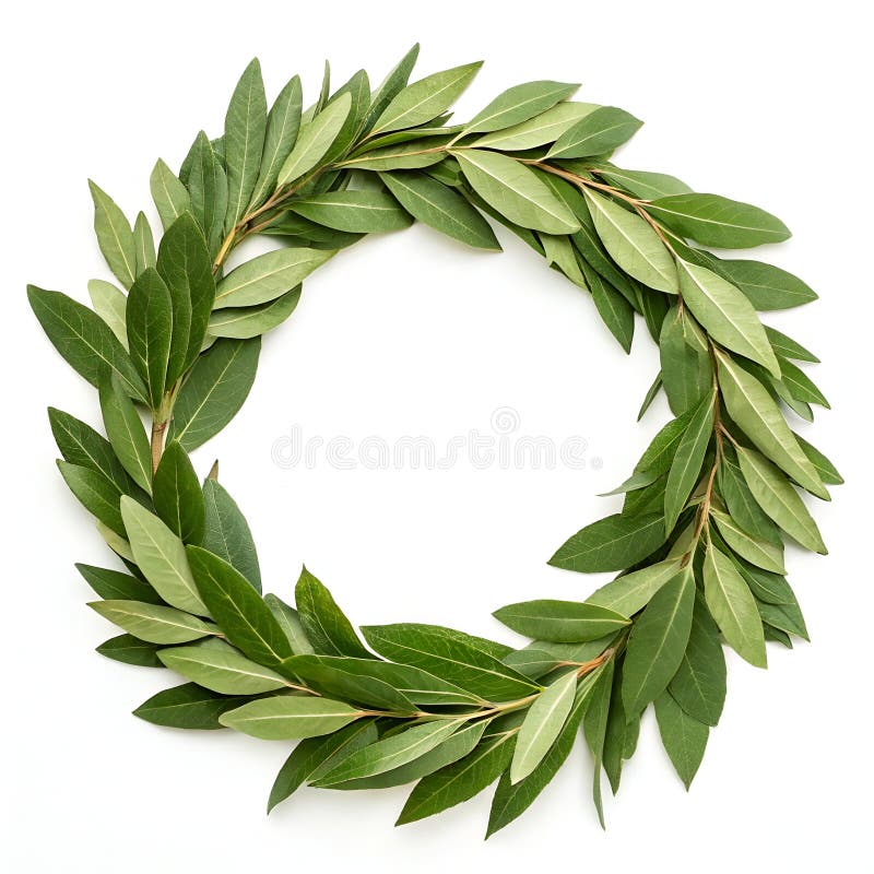 Round Laurel Wreath Isolated on White Background Stock Illustration ...