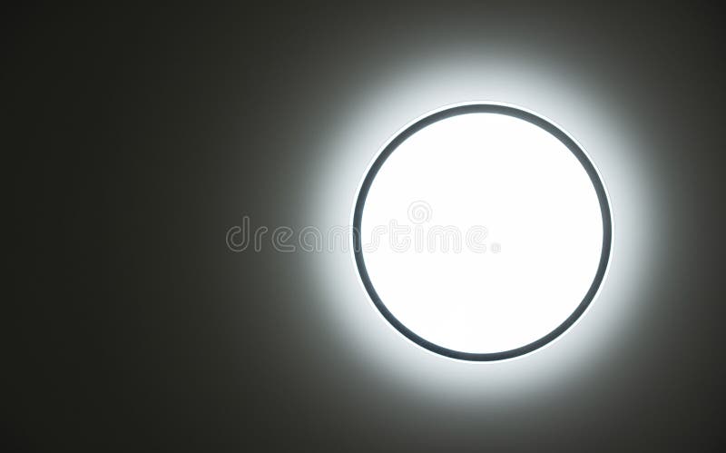 Round Led Ceiling Lamp Background. Saving Lighting Stock Image - Image ...